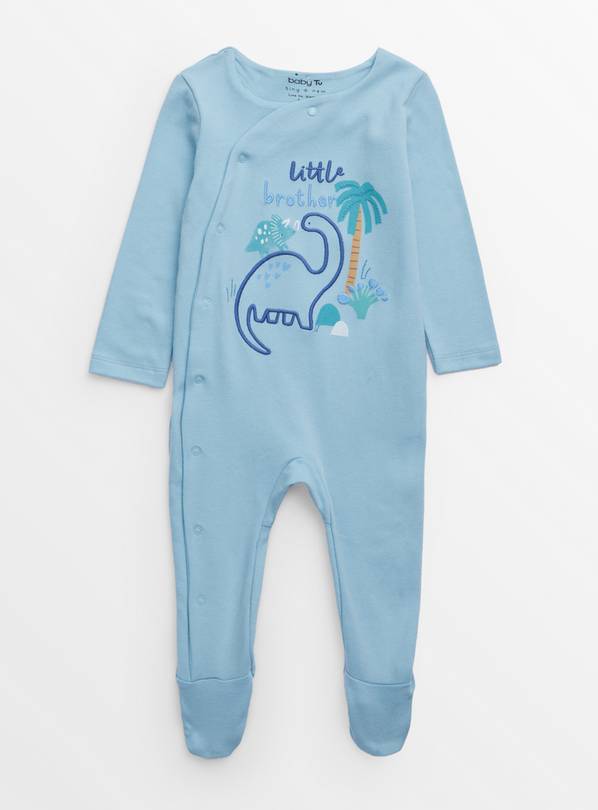 Buy Blue Little Brother Print Long Sleeve Sleepsuit 12-18 months ...