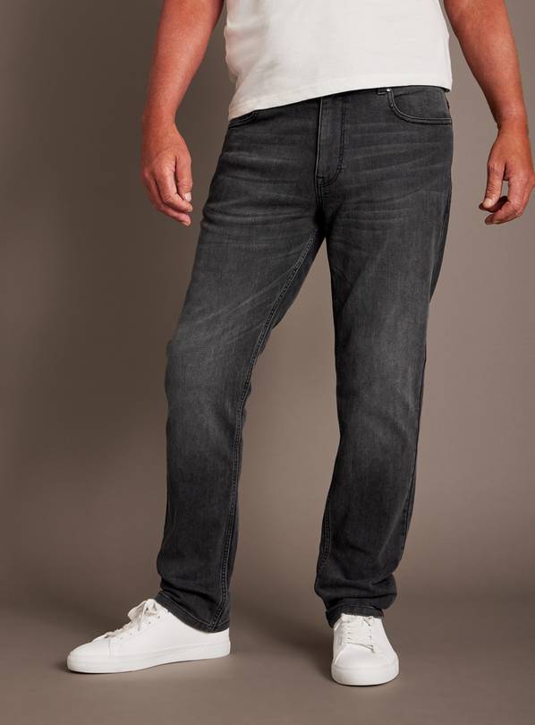 Buy UNION WORKS Dark Grey Washed Straight Leg Denim Jeans 36S | Jeans ...