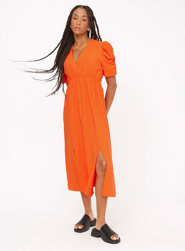 Buy Red Puff Sleeve Midi Dress 8 | Dresses | Argos