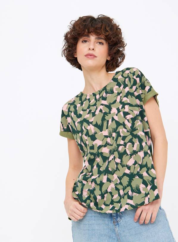 Buy Khaki Woven Abstract Print Top 20 | Tops | Argos