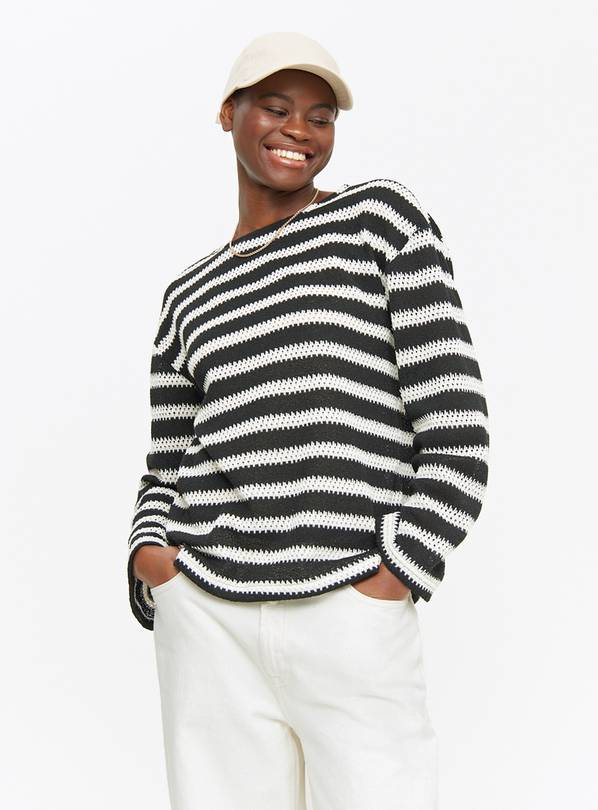 Buy Mono Stripe Knitlook Top 16 | Tops | Argos