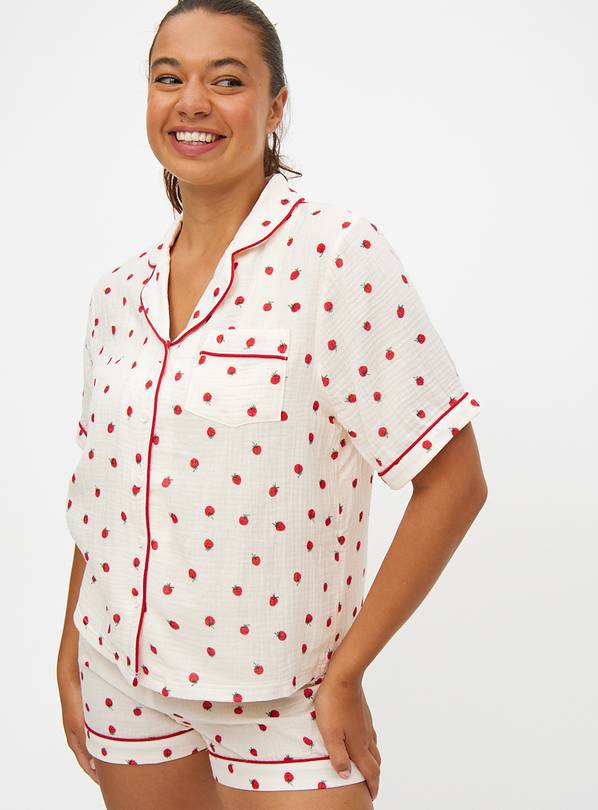 Buy White Strawberry Print Double Cloth Mini Me Pyjamas 18 | Pyjamas ...