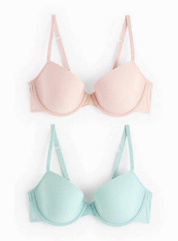 Buy Striped Mesh Padded T-Shirt Bra 2 Pack 36C | Bras | Argos