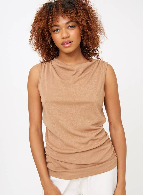 Buy Brown Ribbed Sleeveless Top 22 | Tops | Argos