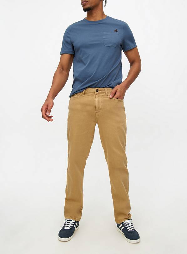 Buy Tan Garment Dye Straight Leg Denim Jeans 30R Jeans Tu