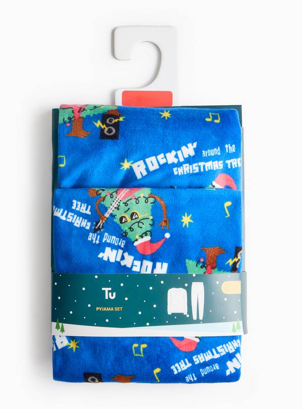 Buy Blue Christmas Guitar Printed Slinky Fleece Pyjamas 6-7 years ...