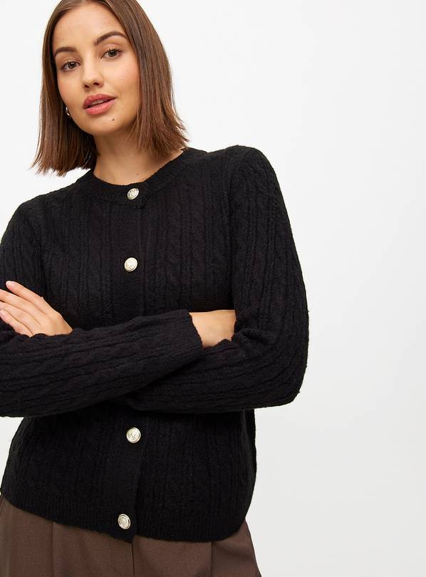 Buy Black Cable Knit Cropped Cardigan 10 | Cardigans | Argos