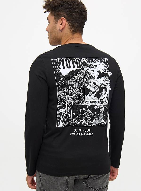 Buy Japanese Kyoto Graphic Print Long Sleeve Top L | T-shirts and polos ...