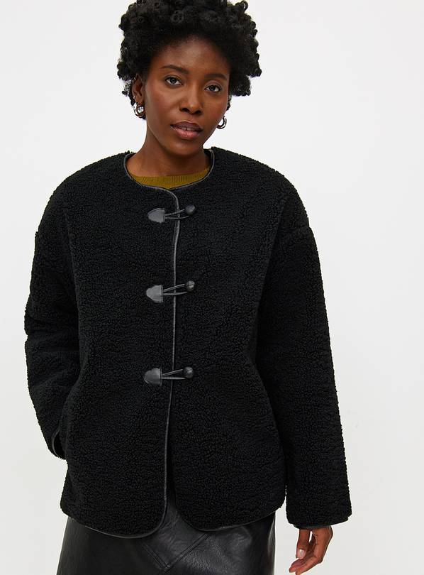 Buy Black Toggle Borg Fleece Jacket 18 | null | Argos