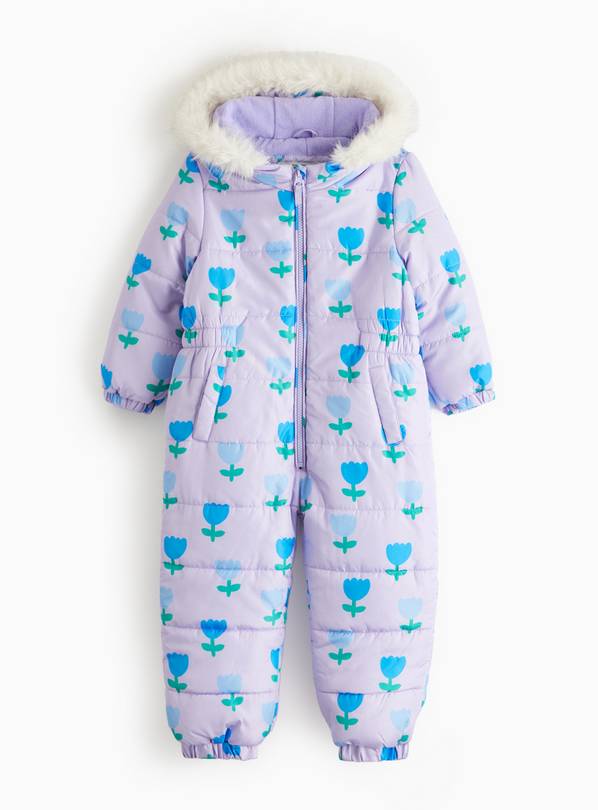 Buy Lilac Floral Print Snowsuit 5-6 years | Coats and jackets | Argos