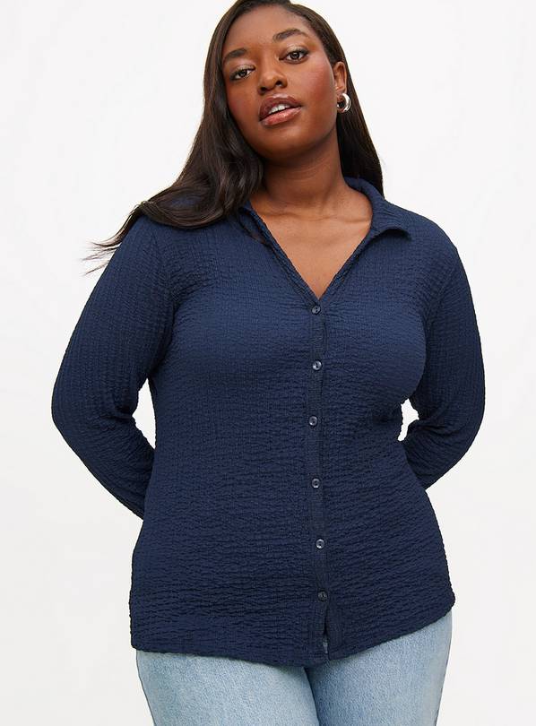 Buy Navy Blue Textured Long Sleeve Shirt 10 | Shirts | Argos