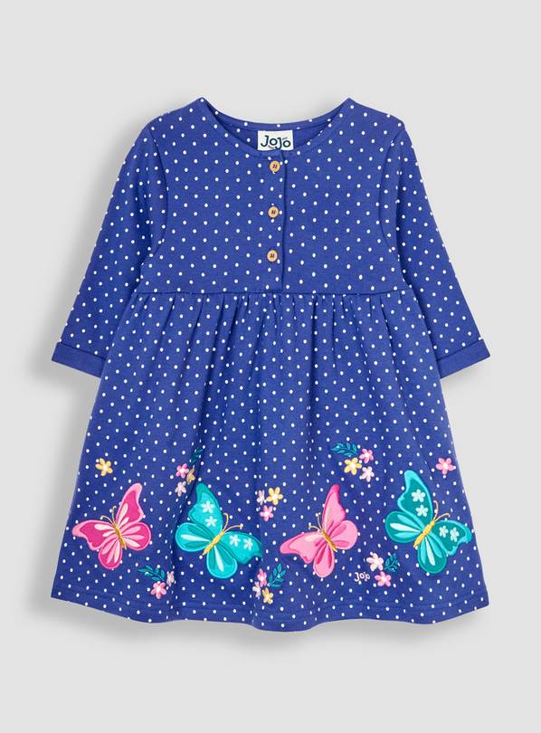 Buy JOJO MAMAN BÉBÉ Butterfly Applique Button Front Dress 5-6 Years ...