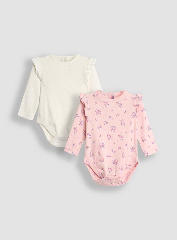 Buy JOJO MAMAN BÉBÉ 2 Pack Floral Pointelle Bodies Up To 3 mths ...