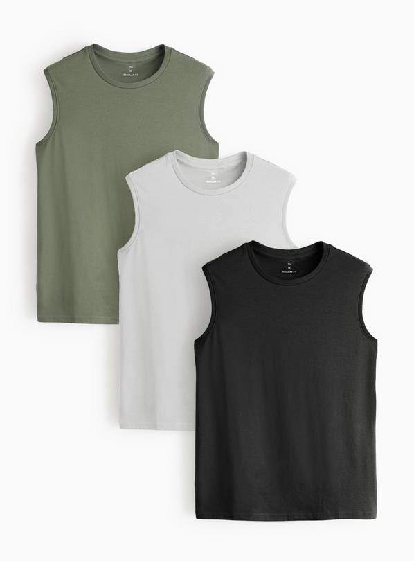 Buy Plain Sleeveless Tank Vest 3 Pack S | T-shirts and polos | Argos