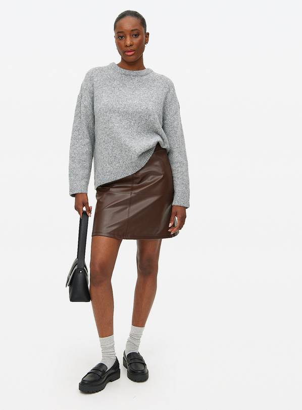 Tan leather mini skirt store