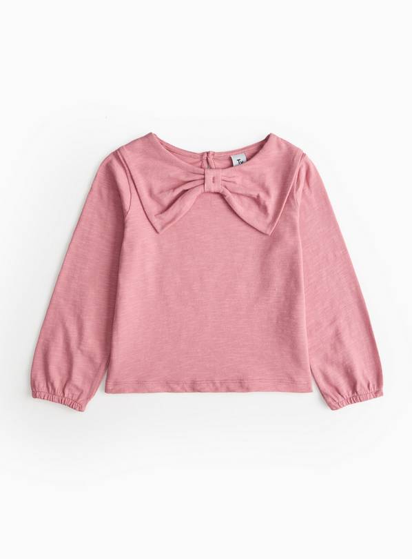 Buy Pink Bow Detail Long Sleeve Top 3-4 years | Tops and t-shirts | Argos