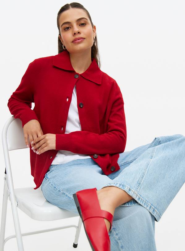 Buy Berry Red Cosy Collared Cardigan 10 | Cardigans | Argos