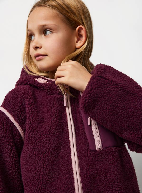 Buy Dark Red Borg Zip Through Jacket 7-8 years | Coats and jackets | Argos