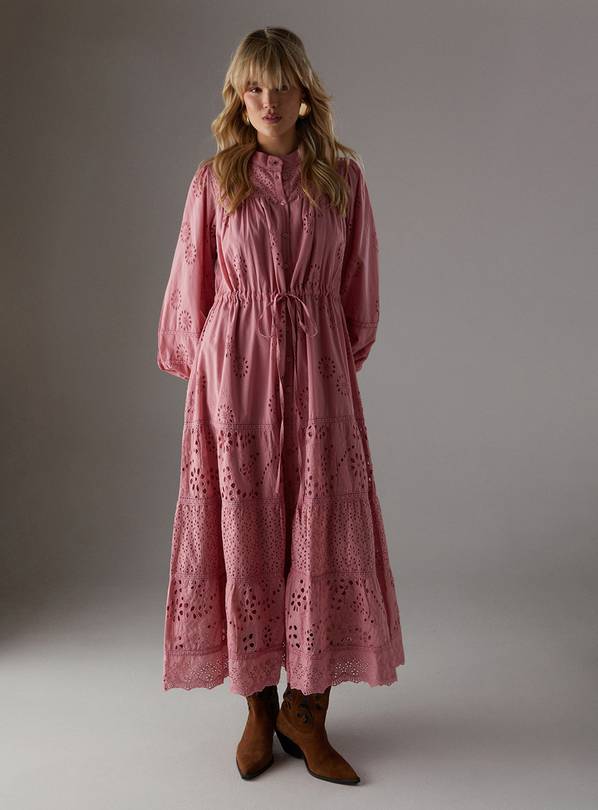 Buy WAREHOUSE Broderie Drawstring Waist Midi Dress 10 | Dresses | Argos