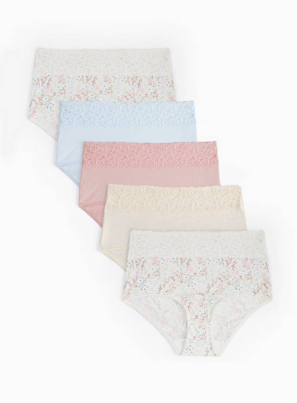 Buy Floral Lace Full Brief Knickers 5 Pack 20 | Knickers | Argos