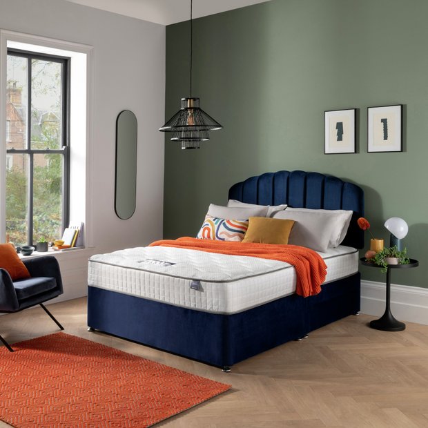 Buy Silentnight Middleton Kingsize Memory Divan Bed Blue Divan beds Argos