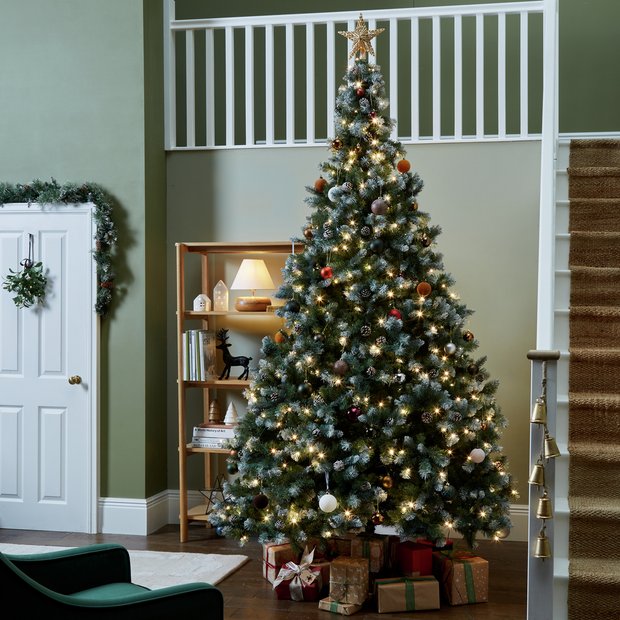 Buy Habitat 10ft Pre Lit Blue Oscar Pine Cone Christmas Tree Christmas trees Habitat