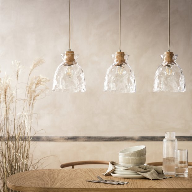 Buy Habitat Vanern Dimple Glass Bar Pendant Light Clear Ceiling lights Habitat