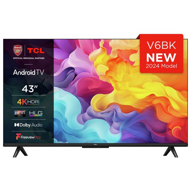 Buy TCL 43 Inch 43V6BK Smart 4K UHD HDR LED Freeview TV Televisions Argos