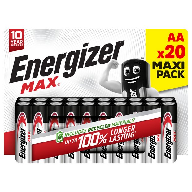 Buy Energizer Max Alkaline AA Batteries Pack of 20 Batteries Argos