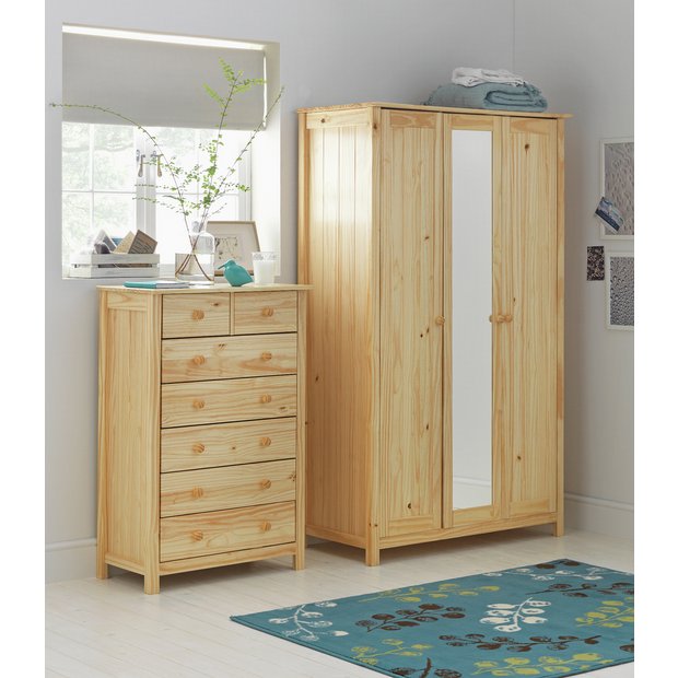 Buy Argos Home New Scandinavia 3 Door Mirrored Wardrobe Pine Wardrobes Argos