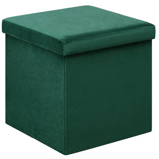 Buy Argos Home Velvet Small Storage Ottoman Green Ottomans and storage benches Argos