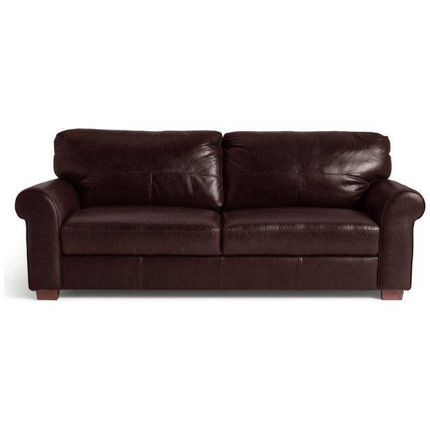 Argos brown leather sofa store
