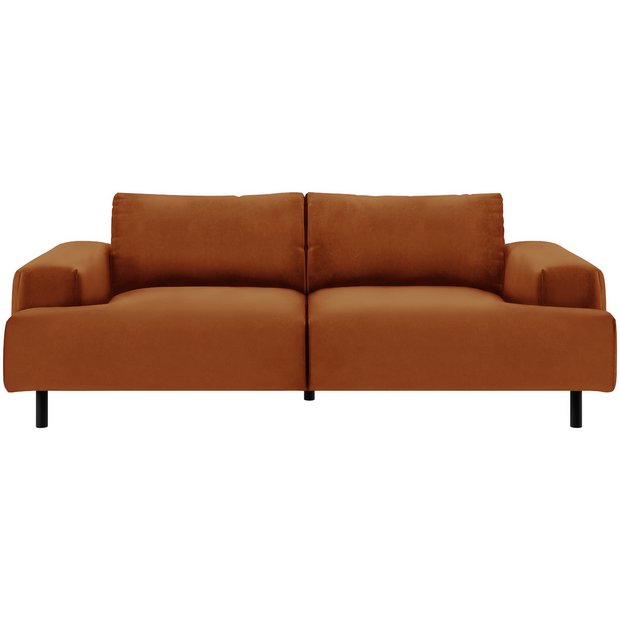 Buy Habitat Julien Velvet 3 Seater Sofa Orange Sofas Habitat
