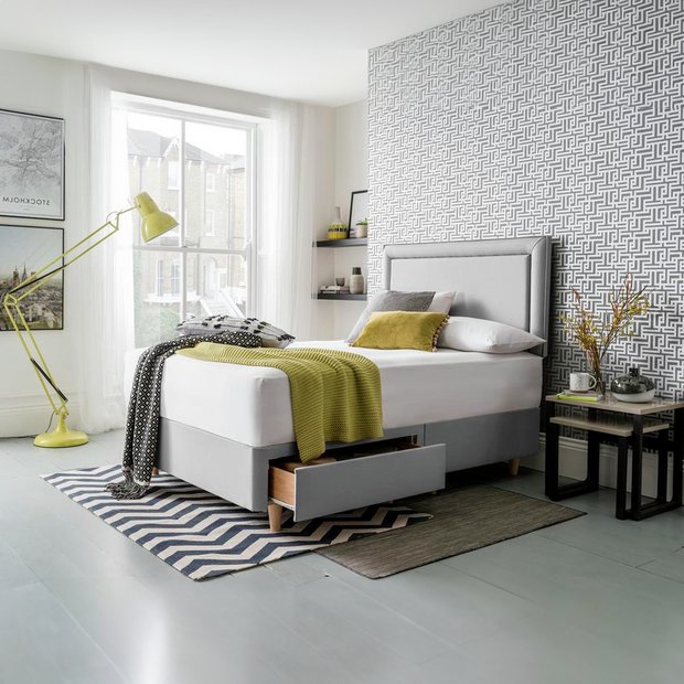 Buy Silentnight Toulouse Kingsize 2 Drawer Divan Set Grey Divan beds Argos