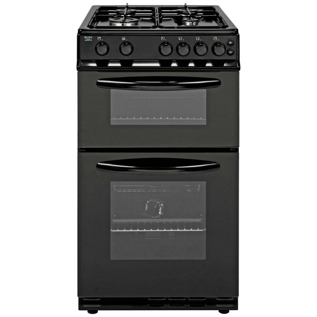 Buy Bush BGC60DB 60cm Double Oven Gas Cooker Black Freestanding Cookers ...