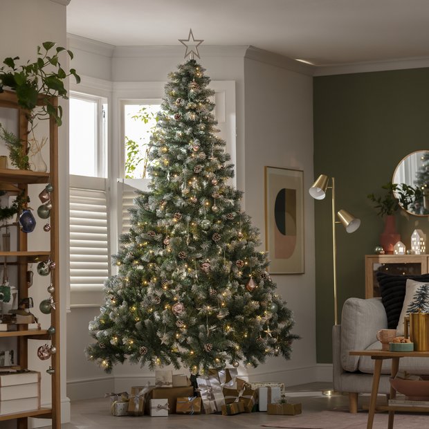 Buy Habitat 8ft Pre lit Blue Oscar With Pine Cone Christmas Tree Christmas trees Habitat