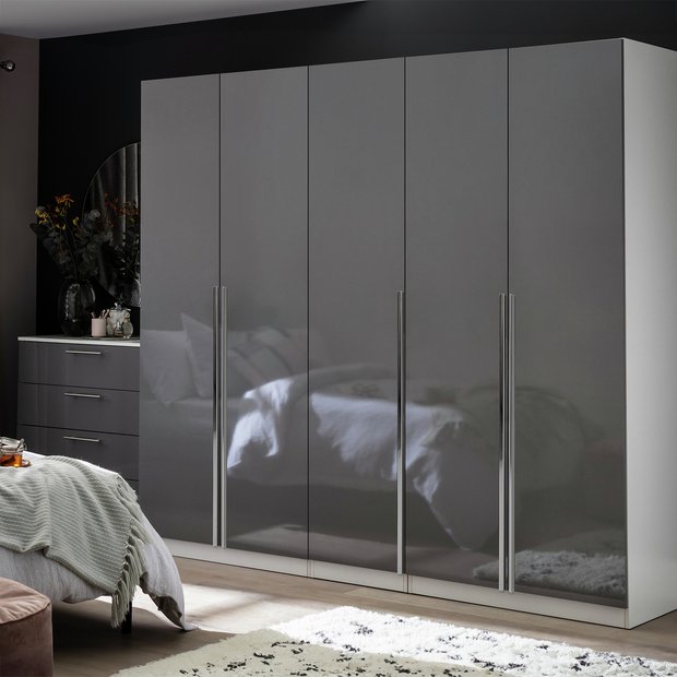 Buy Habitat Munich 5 Door Wardrobe White Gloss Wardrobes Argos